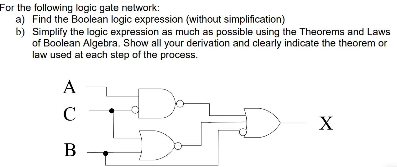 Solved For the following logic gate network: a) Find the | Chegg.com
