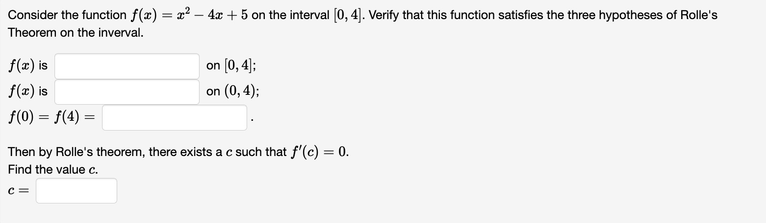 Solved Consider the function f(x)=x2−4x+5 on the interval | Chegg.com