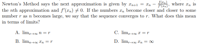 Solved Newton's Method says the next approximation is given | Chegg.com