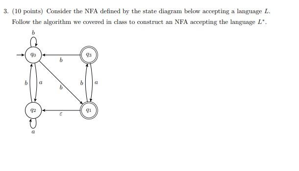 Solved 3. (10 points) Consider the NFA defined by the state | Chegg.com