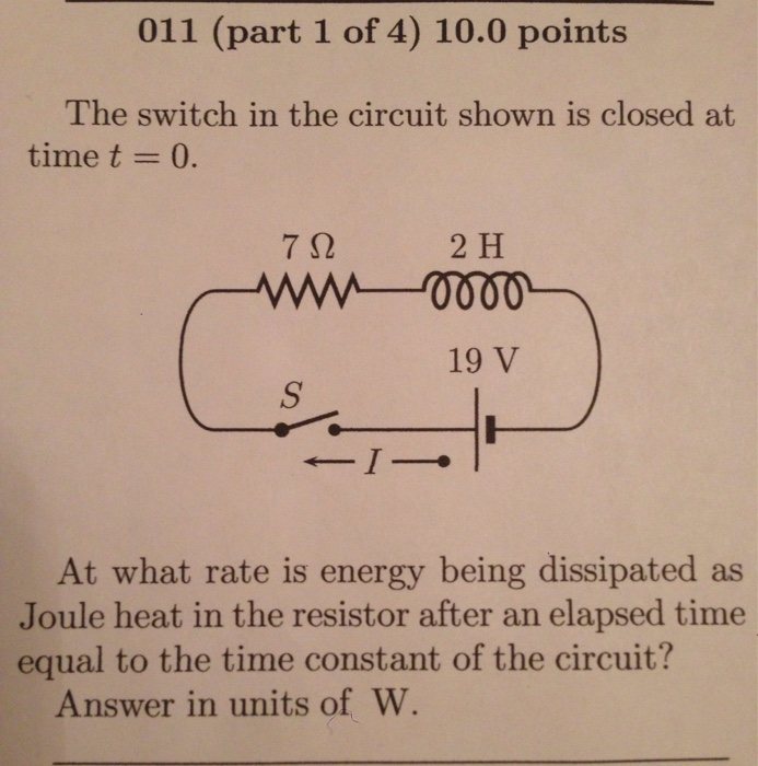 Solved 011 (part 1 of 4) 10.0 points The switch in the | Chegg.com