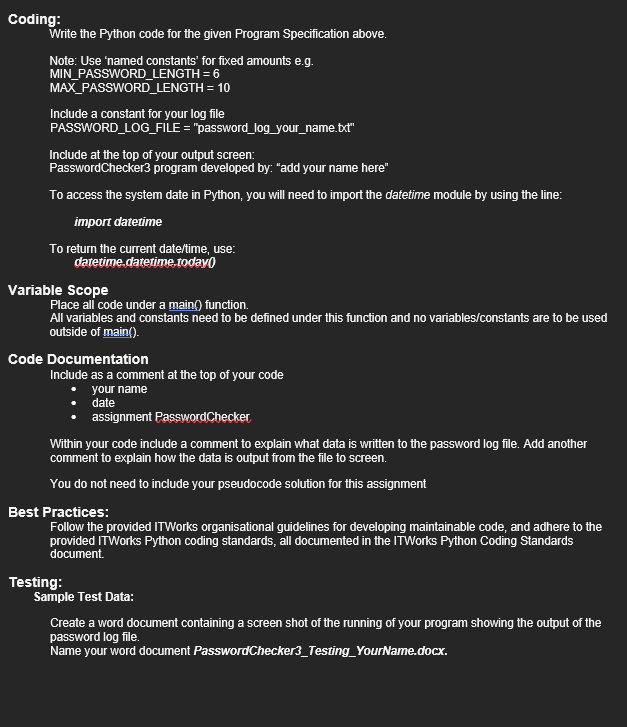 Solved rogram Specification Description A program is | Chegg.com