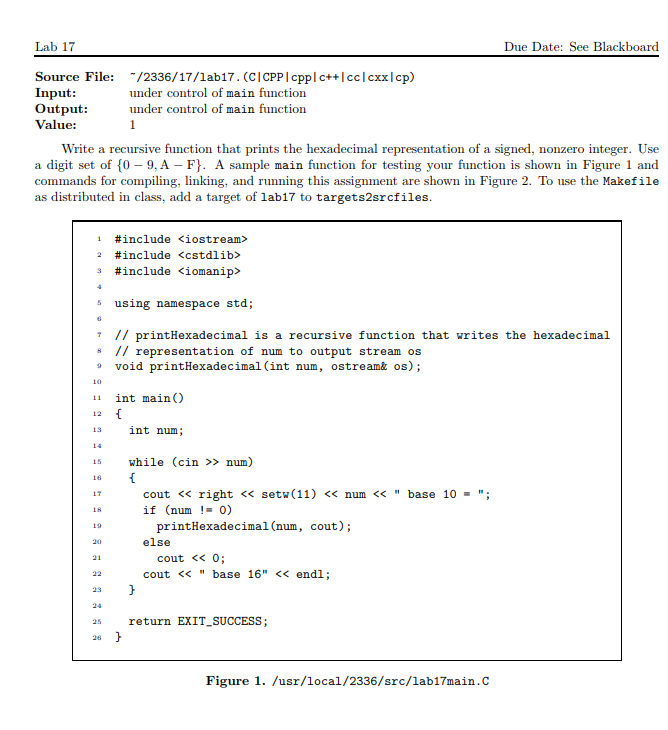 Solved Lab 17 Due Date: See Blackboard Source File: | Chegg.com