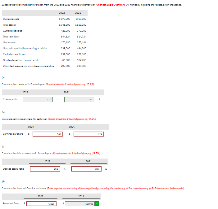 (z) Calculate the current ratio for each year. (Round | Chegg.com