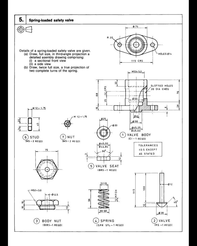 Solved 5. Spring-loaded safety valve Details of a | Chegg.com
