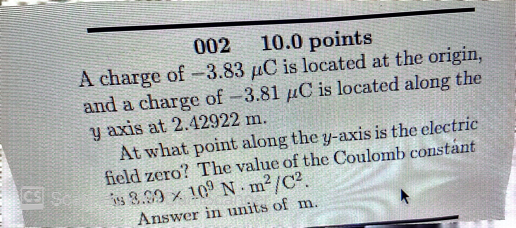 Solved 00210.0 points A charge of −3.83μC is located at the | Chegg.com