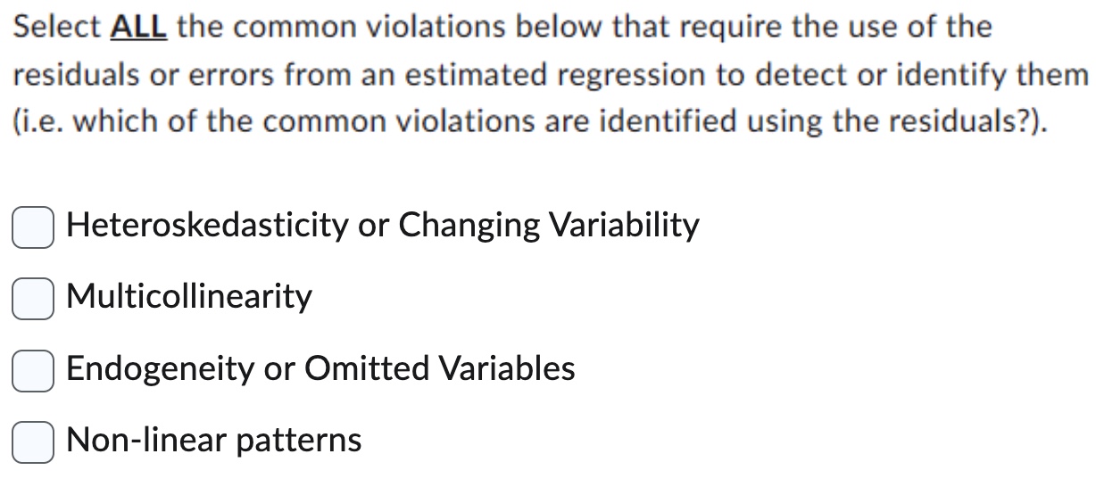 Solved Select \( \underline{A L L} \) ﻿the common violations | Chegg.com