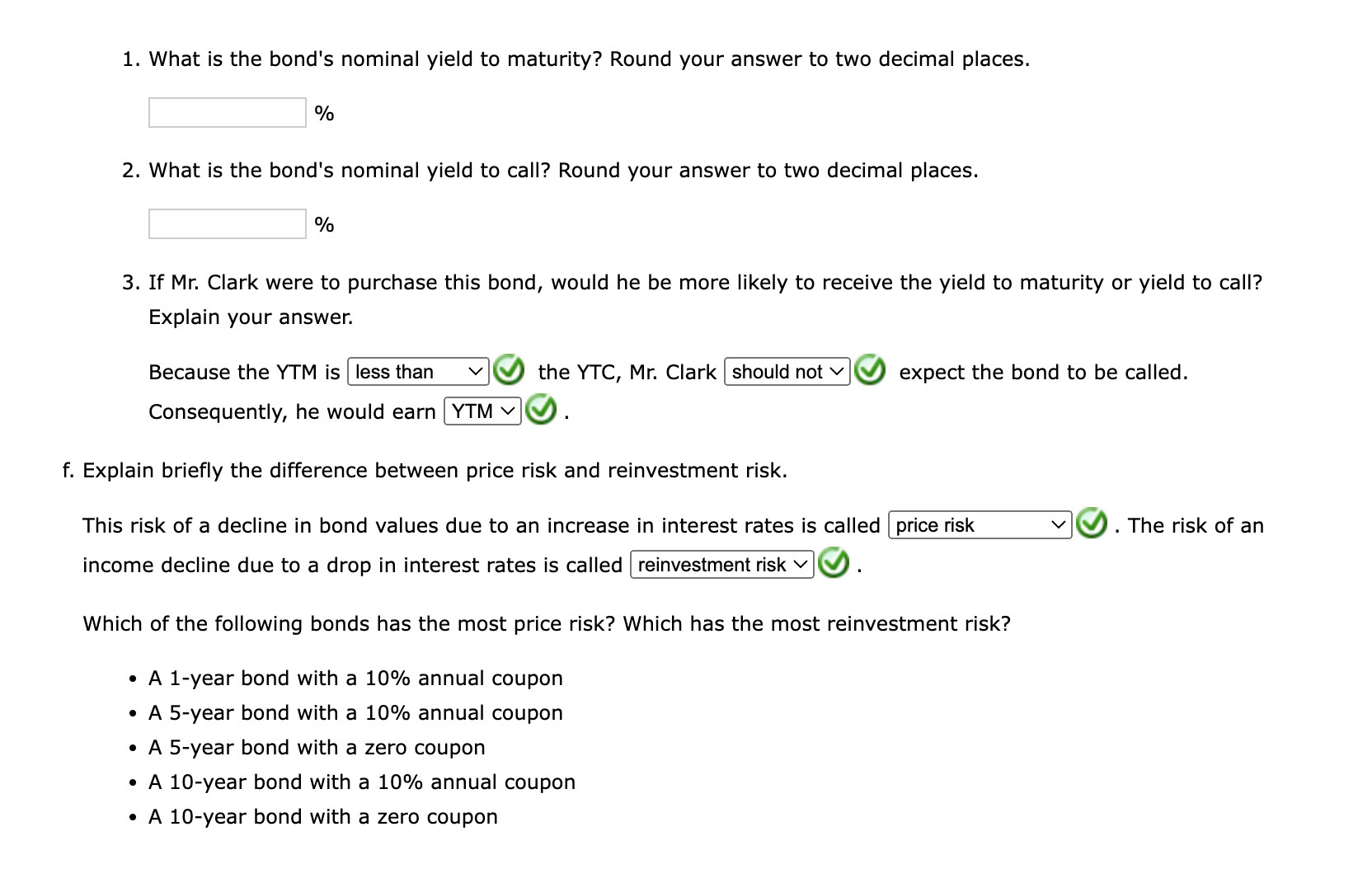1. What is the bond's nominal yield to maturity? | Chegg.com