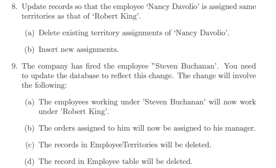 Solved 8. Update records so that the employee 'Nancy | Chegg.com