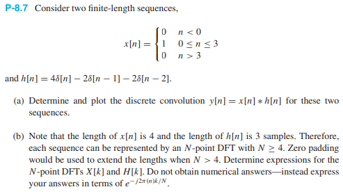 Solved P-8.7 Consider two finite-length sequences, | Chegg.com