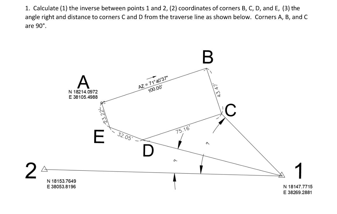 Solved Calculate (1) ﻿the inverse between points 1 ﻿and | Chegg.com