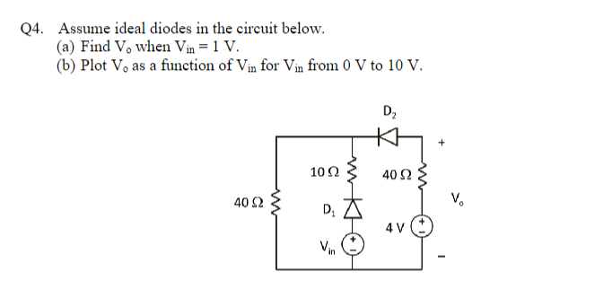 Solved Q4. Assume ideal diodes in the circuit below. (a) | Chegg.com
