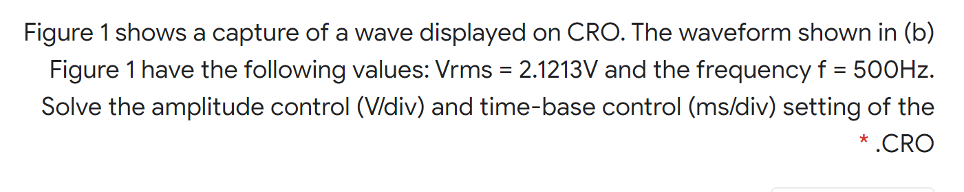 Figure 1 shows a capture of a wave displayed on CRO. | Chegg.com
