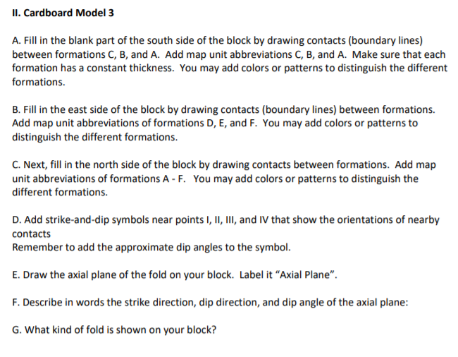 Solved II. Cardboard Model 3 A. Fill in the blank part of | Chegg.com