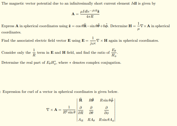Solved The magnetic vector potential due to an | Chegg.com
