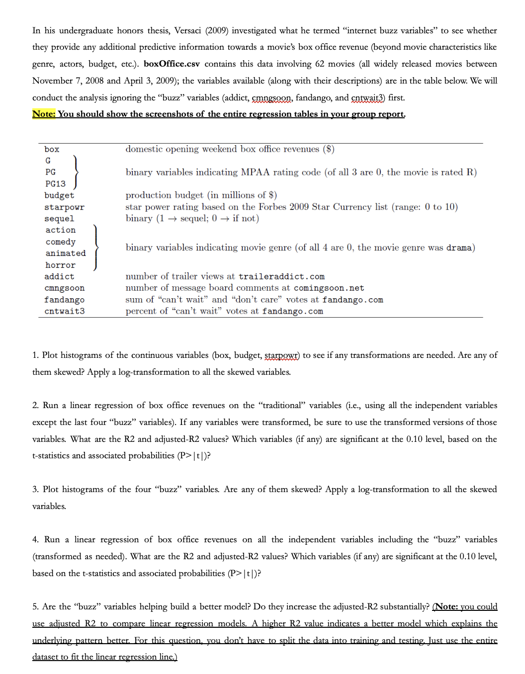 Solved In python:In his undergraduate honors thesis, Versaci | Chegg.com