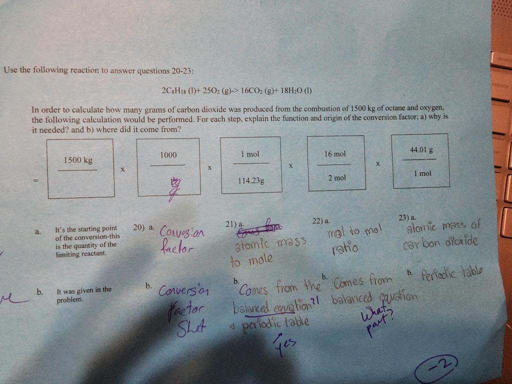 Solved Use the following reaction to answer questions 20-23: | Chegg.com