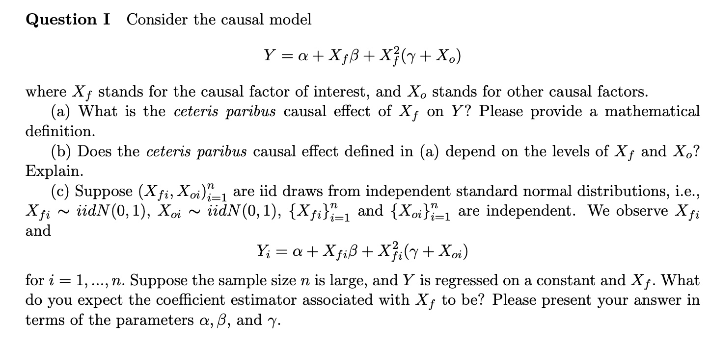 Solved Question I Consider the causal model \\[ | Chegg.com