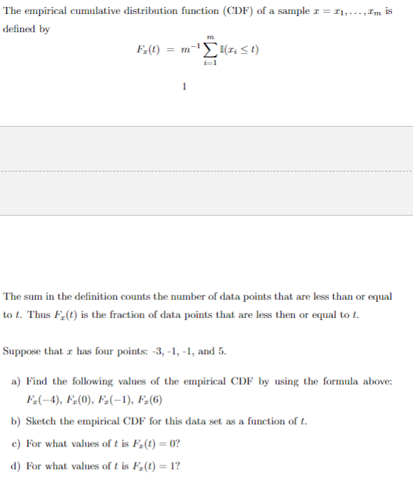 Solved The empirical cumulative distribution function (CDF) | Chegg.com