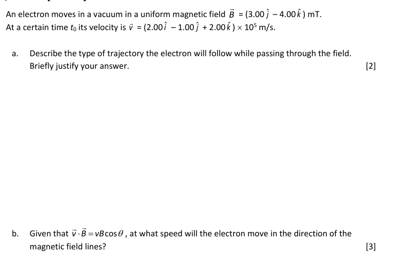 Solved b. ﻿Given that vec(v)*vec(B)=vBcosθ, at ﻿what speed | Chegg.com