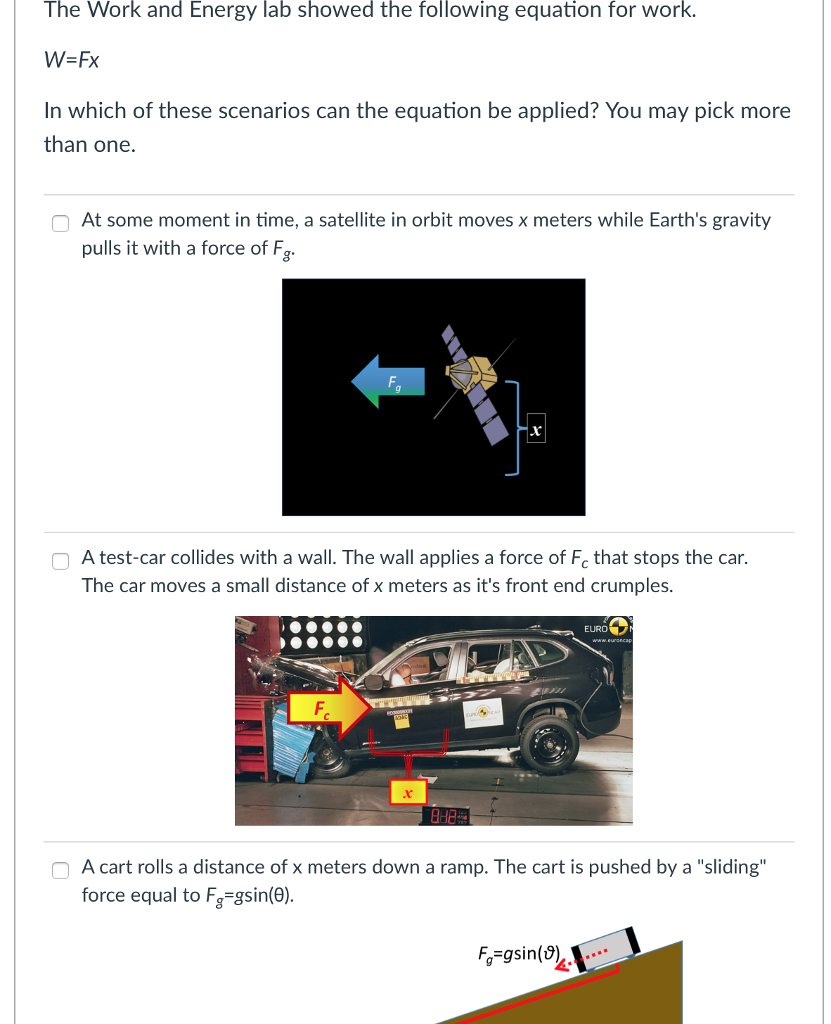 Solved The Work and Energy lab showed the following equation | Chegg.com