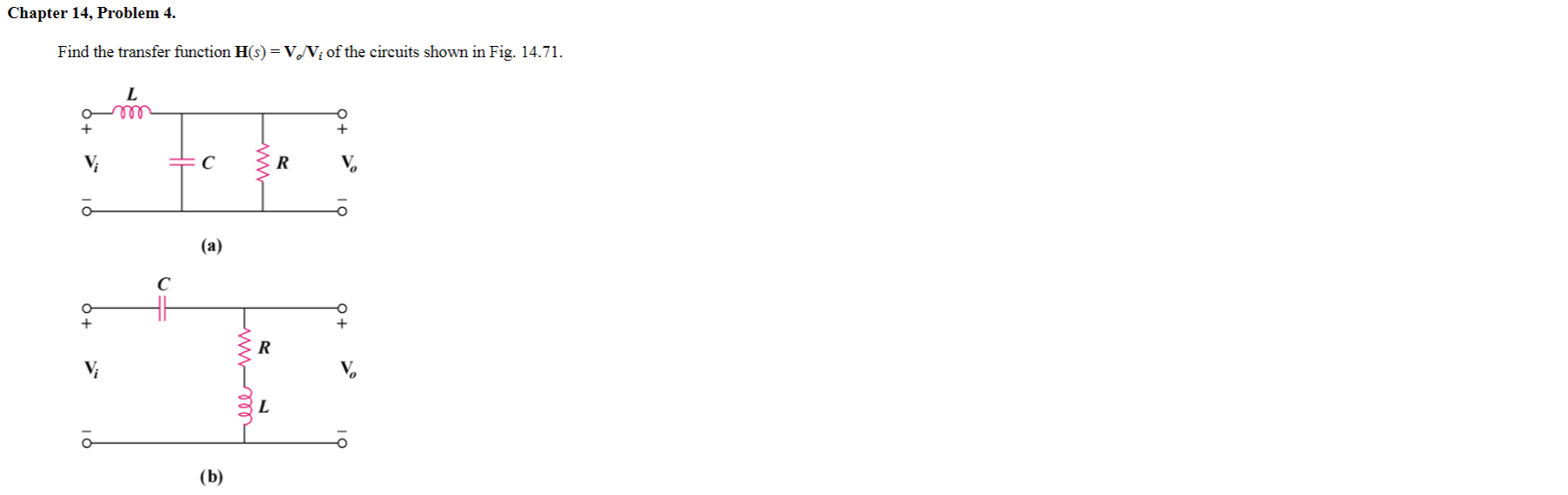 Solved Chapter 14, Problem 4. Find the transfer function | Chegg.com