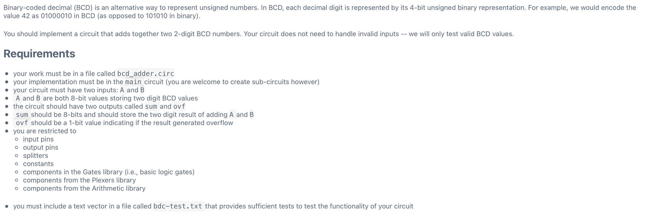 value 42 as 01000010 in BCD (as opposed to 101010 in | Chegg.com