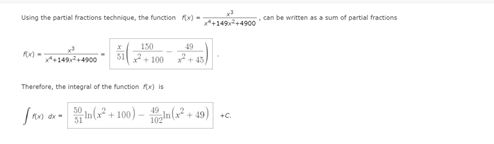 Solved Using the partial fractions technique, the function | Chegg.com