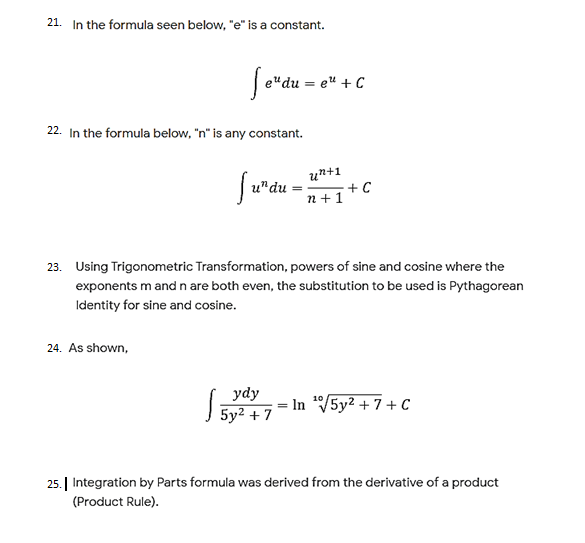 Solved 21. In the formula seen below, "e" is a constant. le | Chegg.com