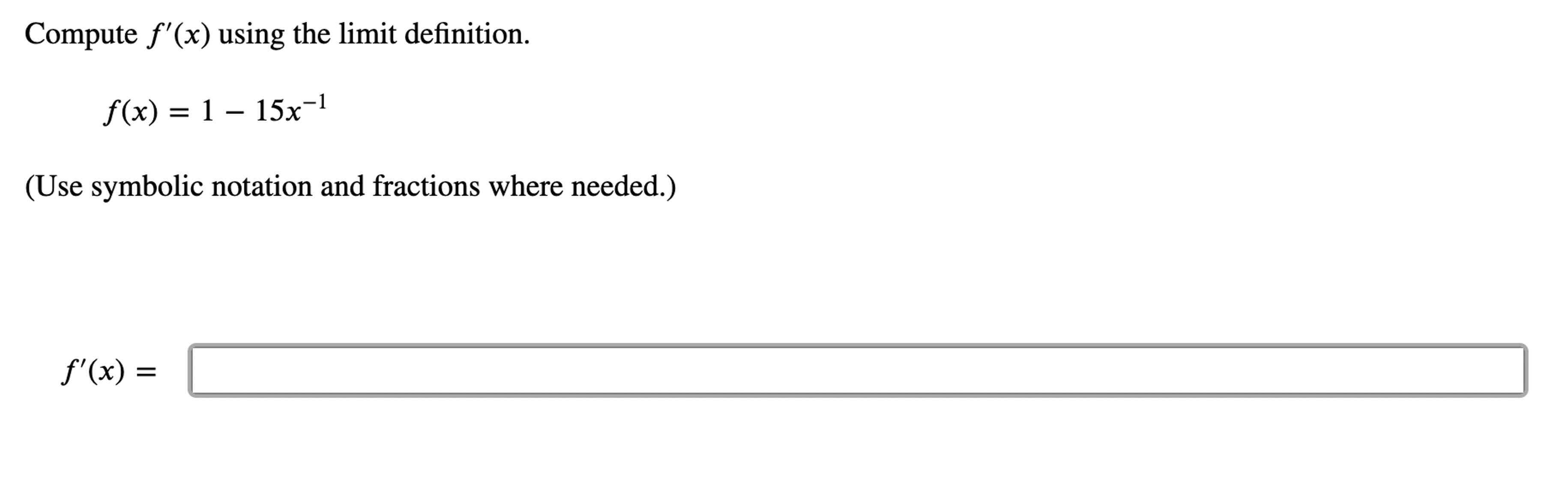 Solved Compute f'(x) ﻿using the limit | Chegg.com