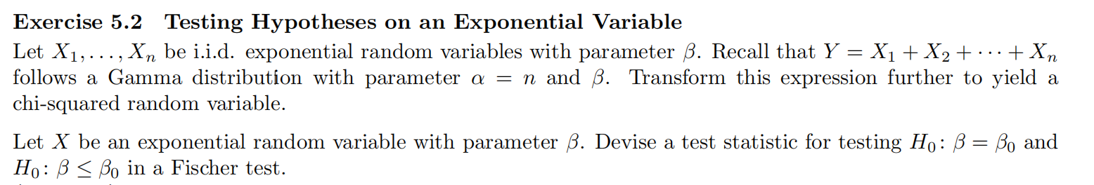 Solved Exercise 5.2 Testing Hypotheses on an Exponential | Chegg.com