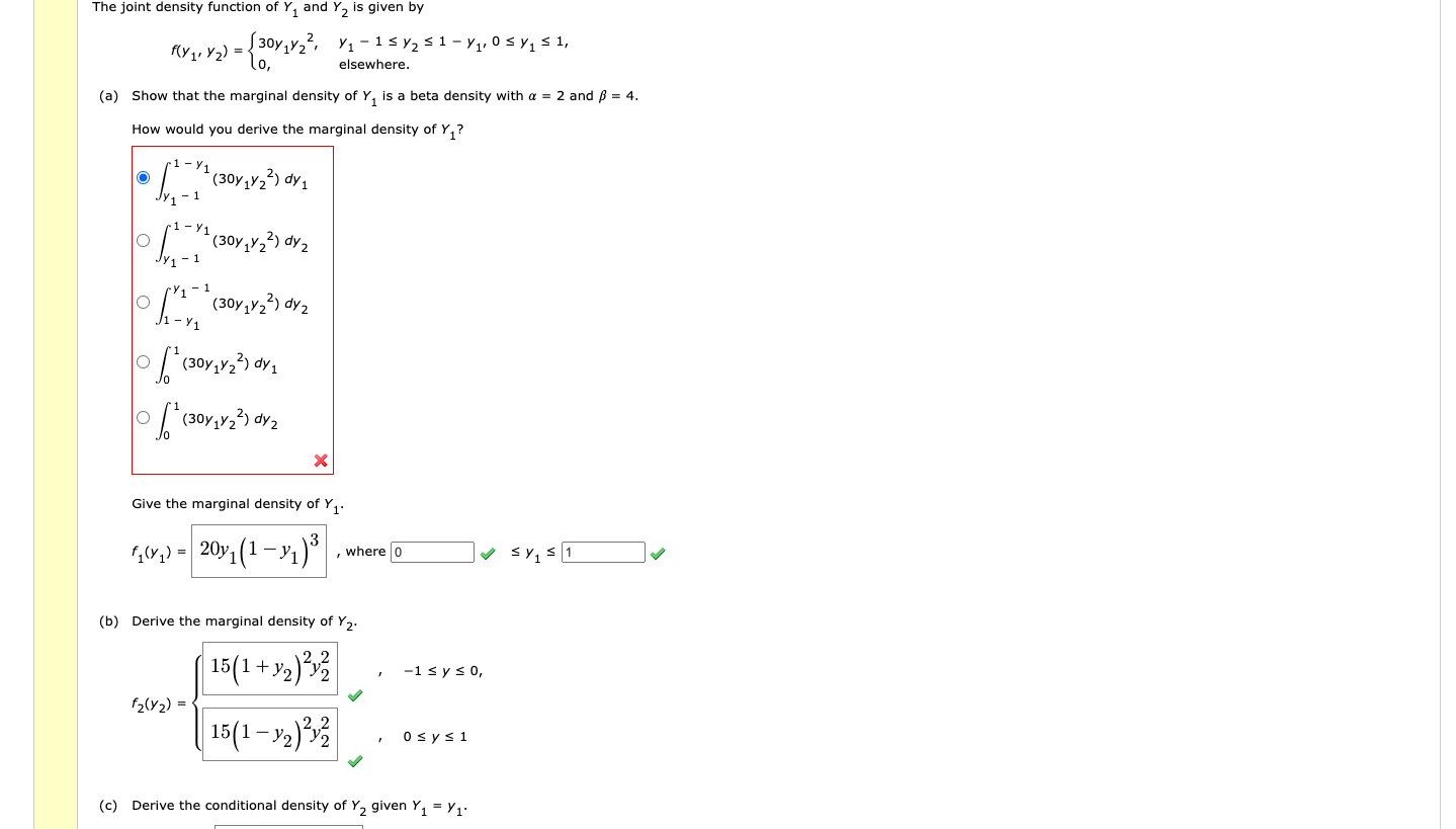 Solved The Joint Density Function Of Y1 And Y2 Is Given By