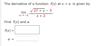 Solved lim x->−2 ((sqrt(27 + ﻿x) − 5 )/(x + 2)) | Chegg.com