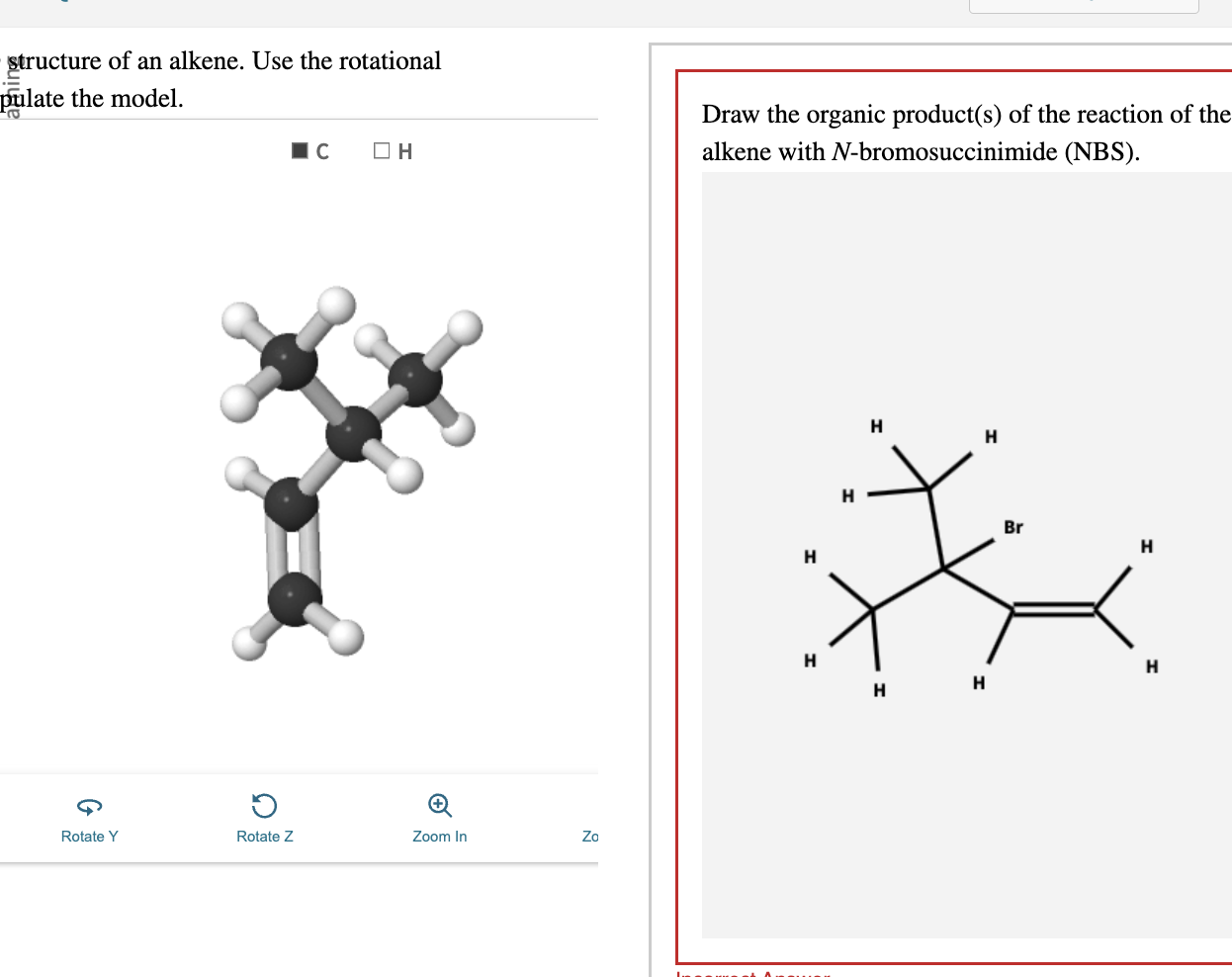 structure of an alkene. Use the rotational融\( \square | Chegg.com