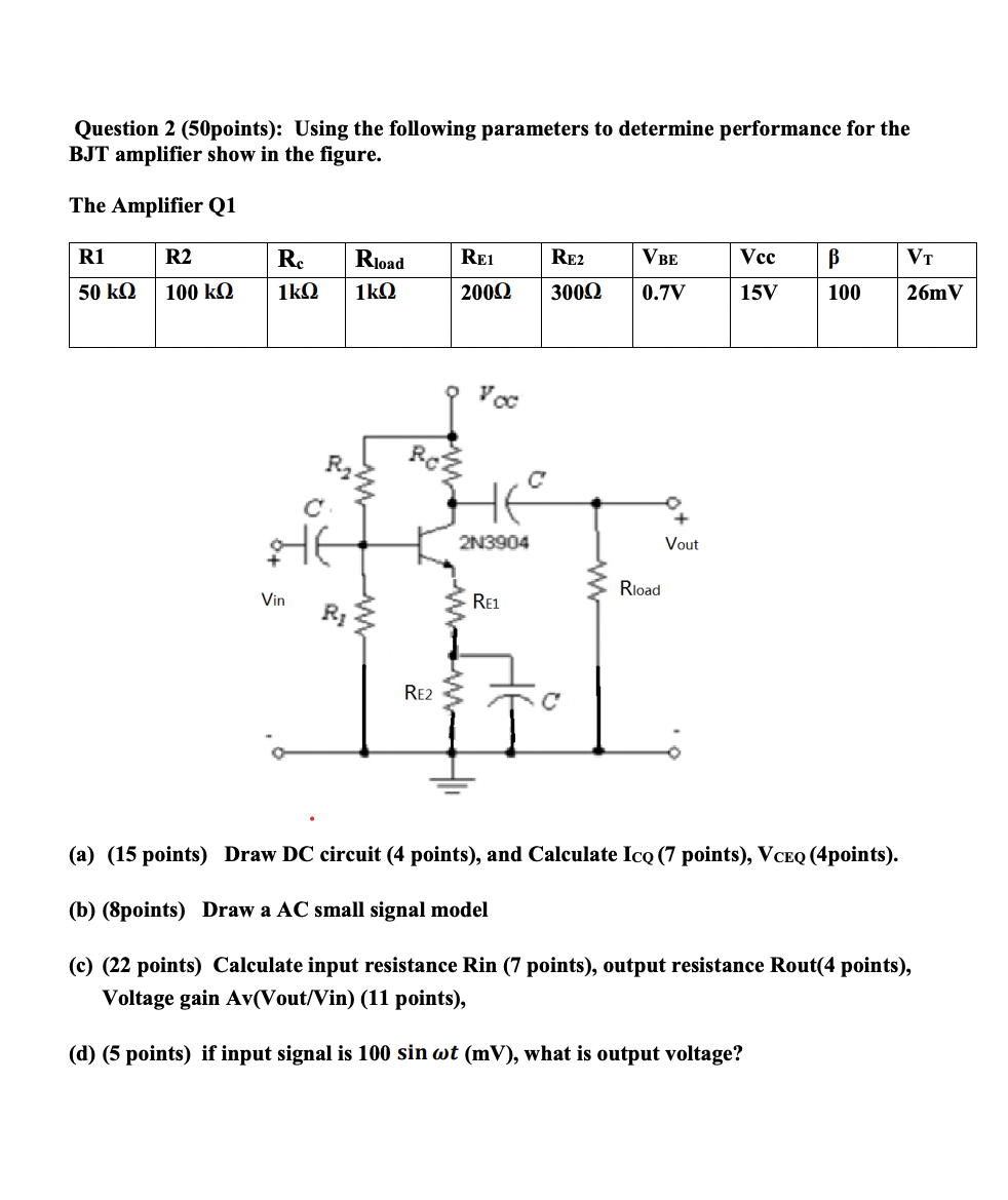 Solved Question 2 (50points): Using the following parameters | Chegg.com