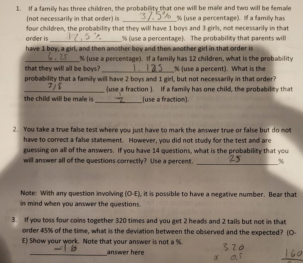 Solved 1. If a family has three children, the probability | Chegg.com