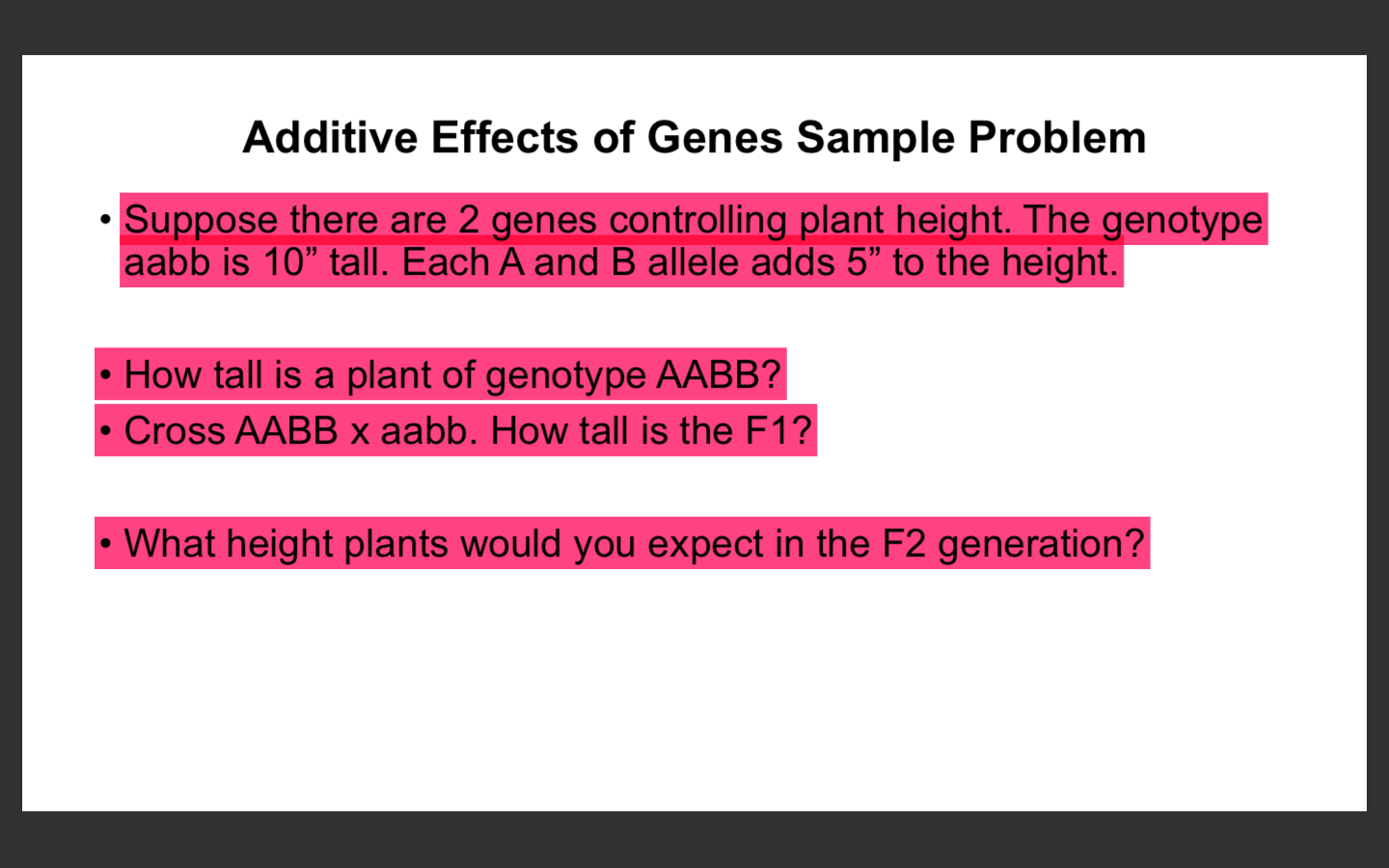 Solved Additive Effects of Genes Sample Problem Suppose | Chegg.com