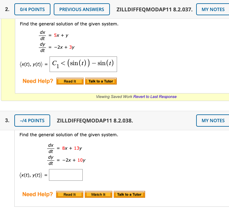 Solved 0/4 POINTS PREVIOUS ANSWERS ZILLDIFFEQMODAP11 | Chegg.com