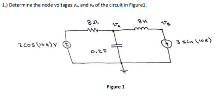 Solved 1.) Determine the node voltages vA, and vB of the | Chegg.com