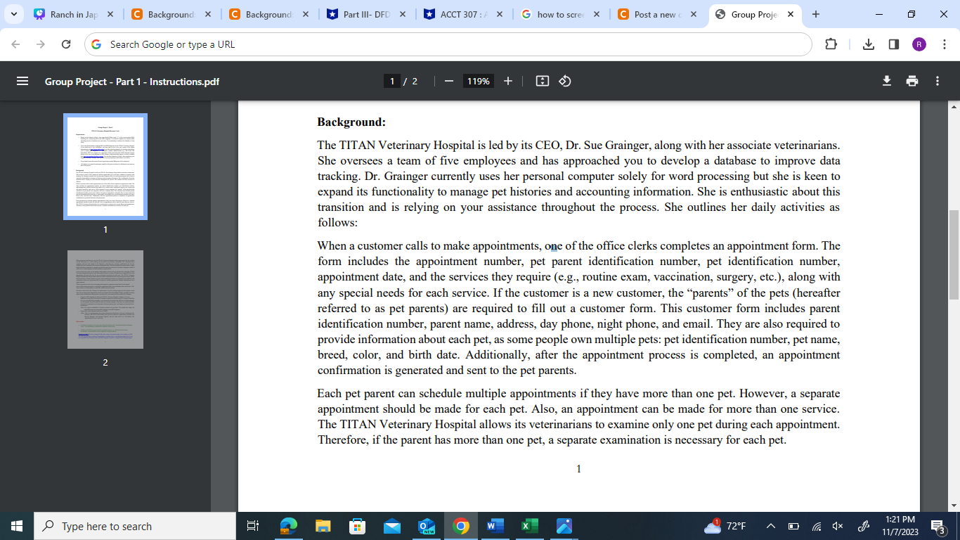 Background: The TITAN Veterinary Hospital is led by | Chegg.com