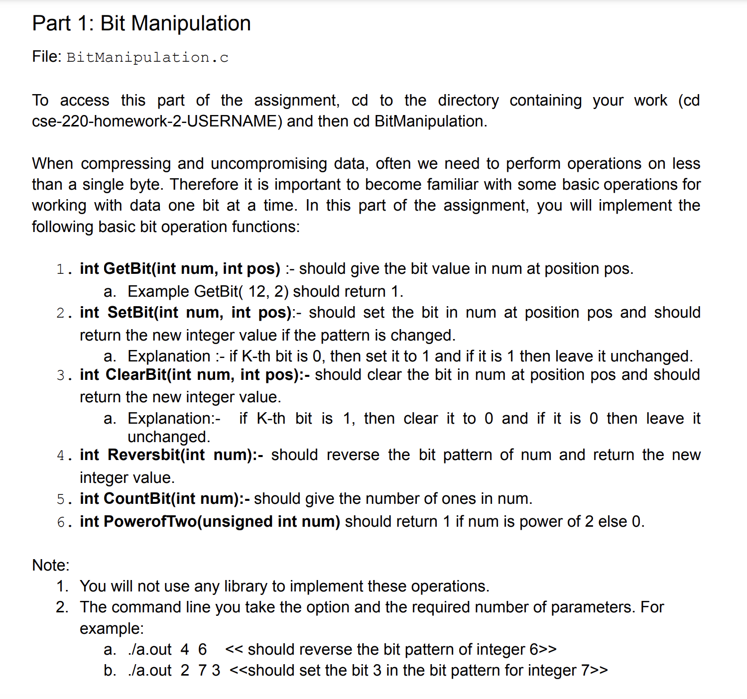 Solved File: BitManipulation.c To access this part of the | Chegg.com