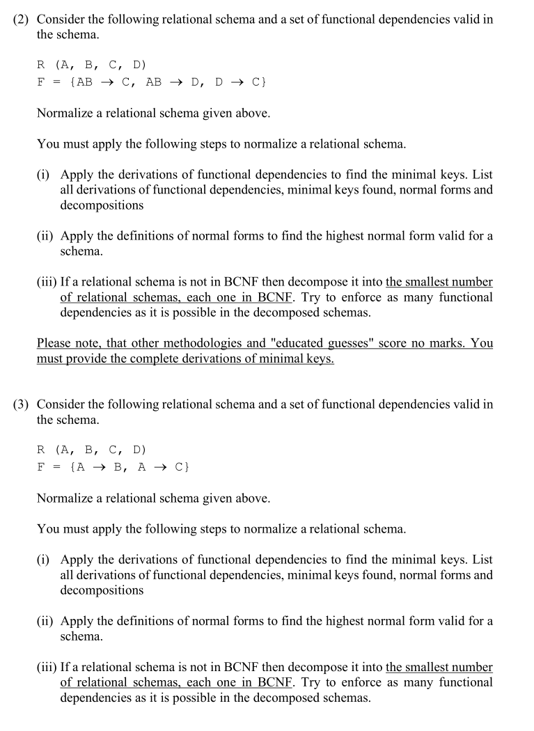 Solved Normalization Of Relational Schemas Find The Highest