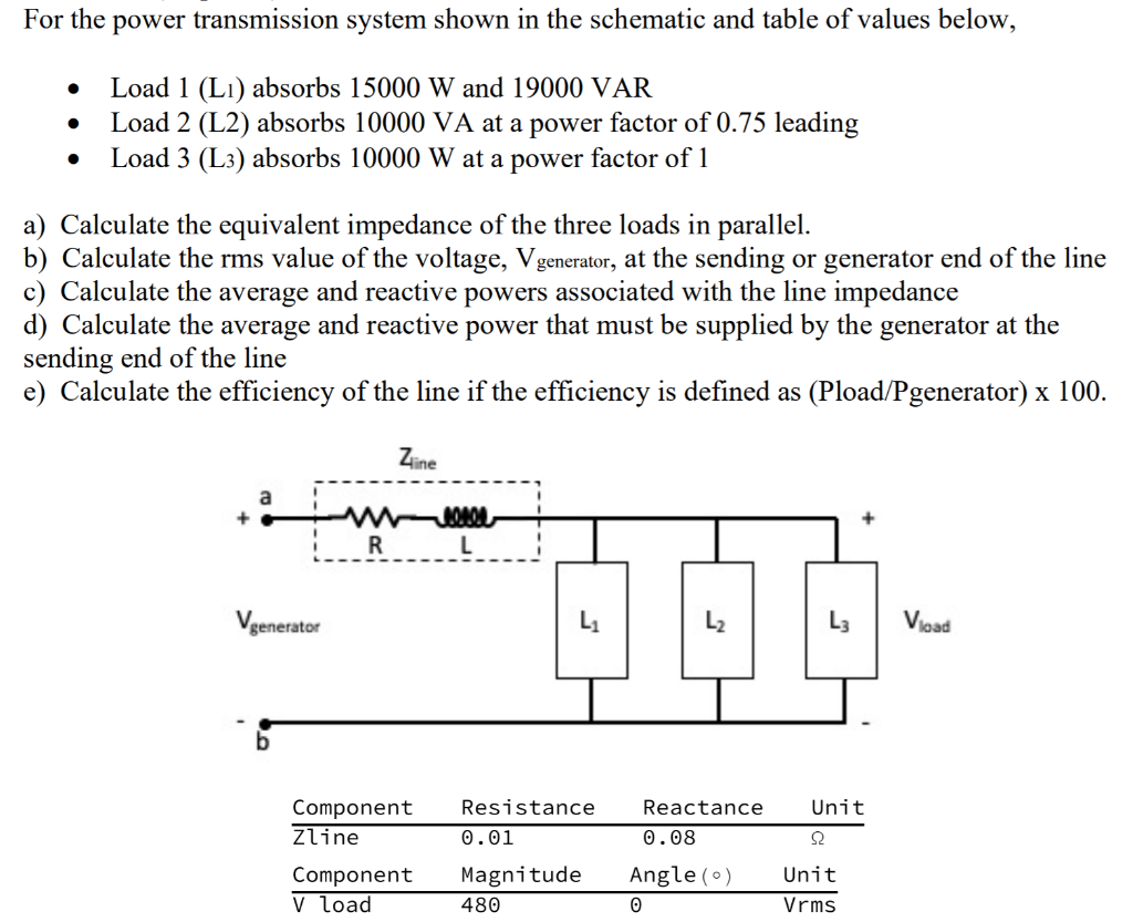 Solved For the power transmission system shown in the | Chegg.com