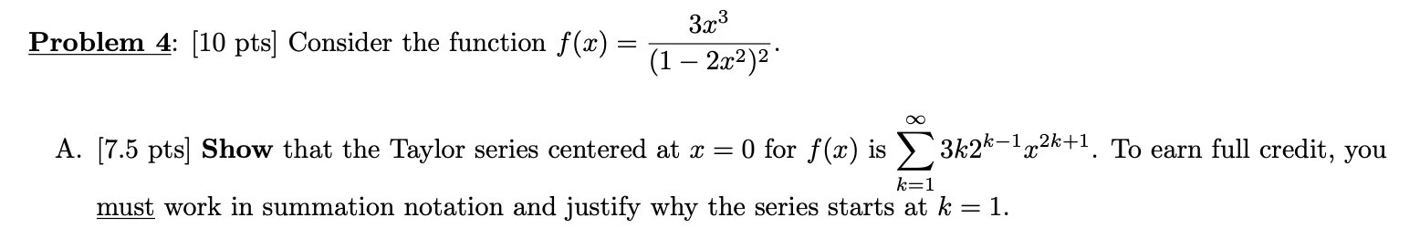 Solved Problem 4: [10 pts] Consider the function | Chegg.com