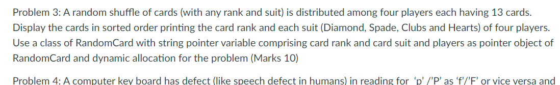 Problem 3: A random shuffle of cards (with any rank | Chegg.com