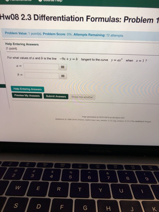 Solved Hw08 2.3 Differentiation Formulas: Problem 1 Help | Chegg.com