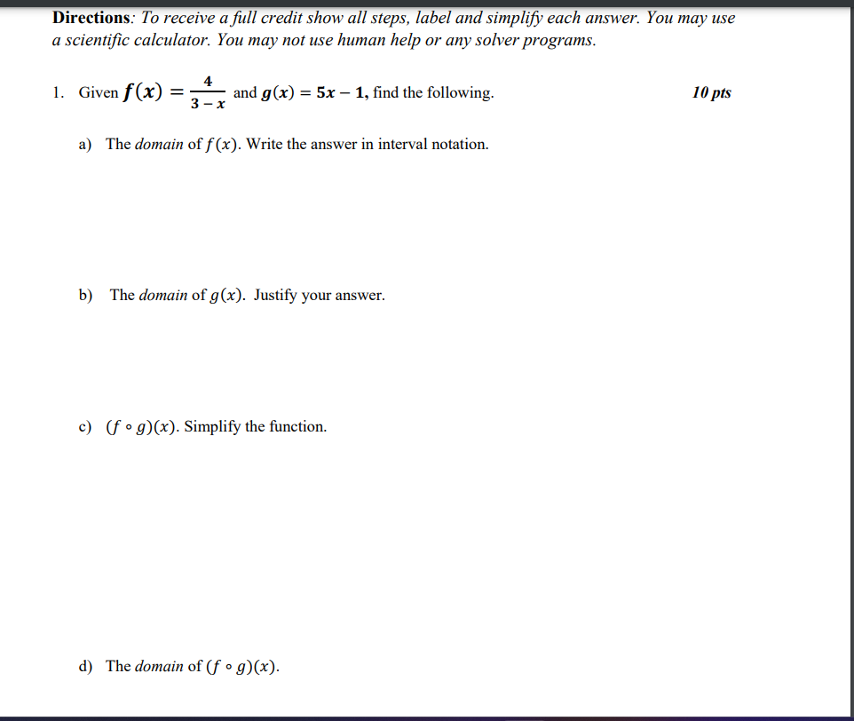 Solved Directions: To ﻿receive a full credit show all steps, | Chegg.com