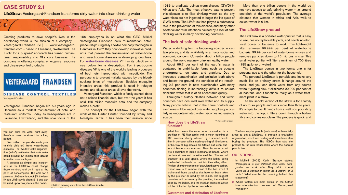 Solved CASE STUDY 2.1 Life Straw: Vestergaard-Frandsen | Chegg.com