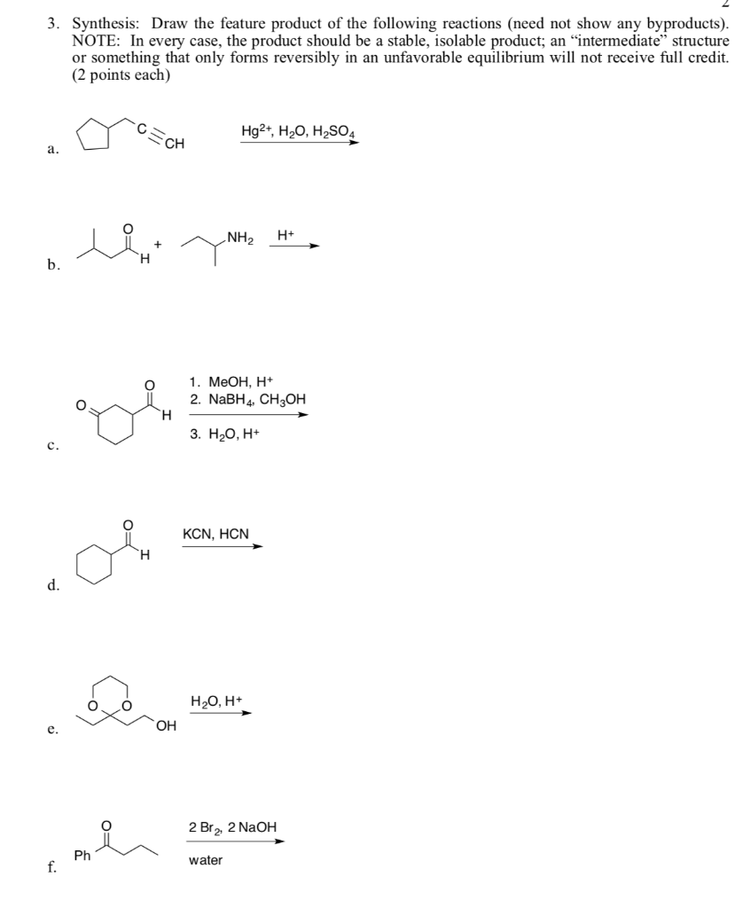 Solved 3. Synthesis: Draw the feature product of the | Chegg.com