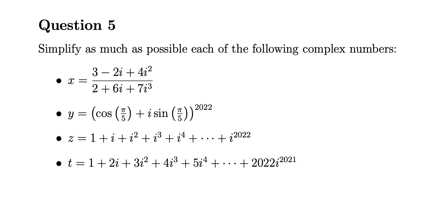 Solved Simplify as much as possible each of the following | Chegg.com